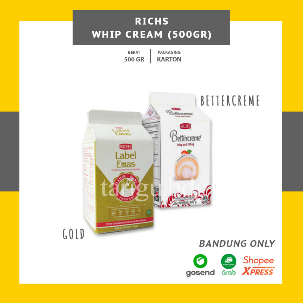 Jual WHIPPING CREAM RICHS 500GR - WHIP KRIM CAIR - TOPPING CREAM TOPING ...