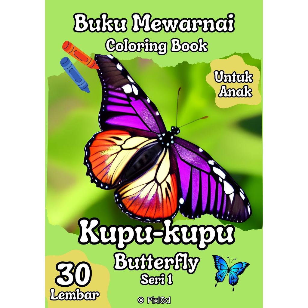 Jual Buku Mewarnai Anak 30 Lembar Kupu kupu Butterfly Digital PDF | Shopee Indonesia