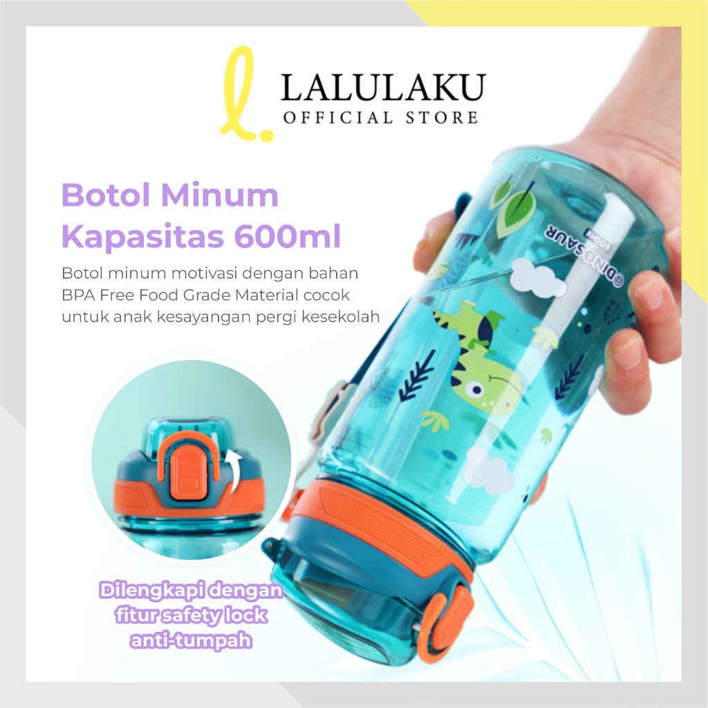 Jual Botol Minum Karakter 600ml Sedotan Anak Sekolah TK SD Kartun Anak Laki laki Perempuan ...