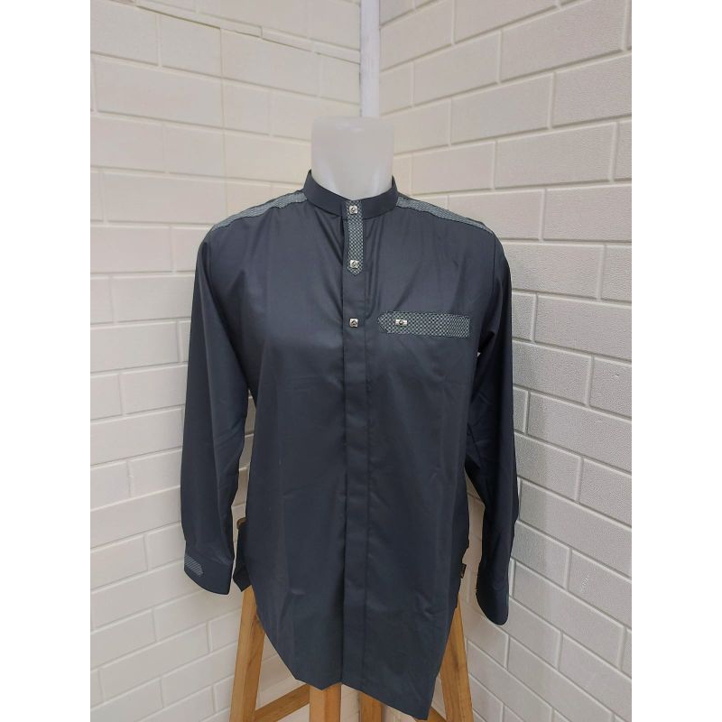 Jual Baju Koko Alraz Khuzaimah Lengan Panjang Manset Motif Polos ...