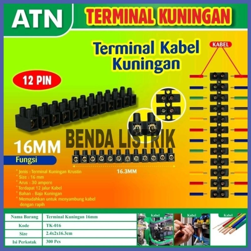 Jual Terminal Blok Krustin 16mm Hitam Plastik ATN | Shopee Indonesia