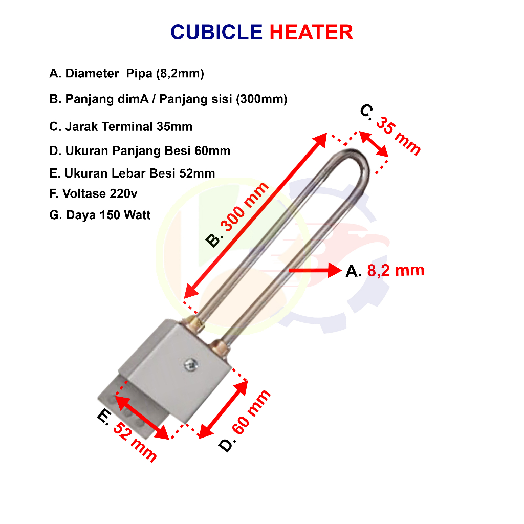 Jual HEATER CUBICLE / HEATER KUBIKEL / HEATER CUBICLE MURAH 300mm ...