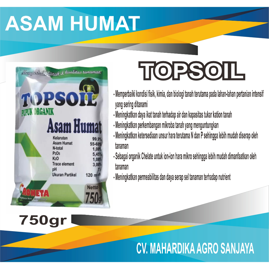 Jual TOPSOIL 750gr Asam Humat Pembenah Tanah, Memperbaiki Nutrisi Tanah ...