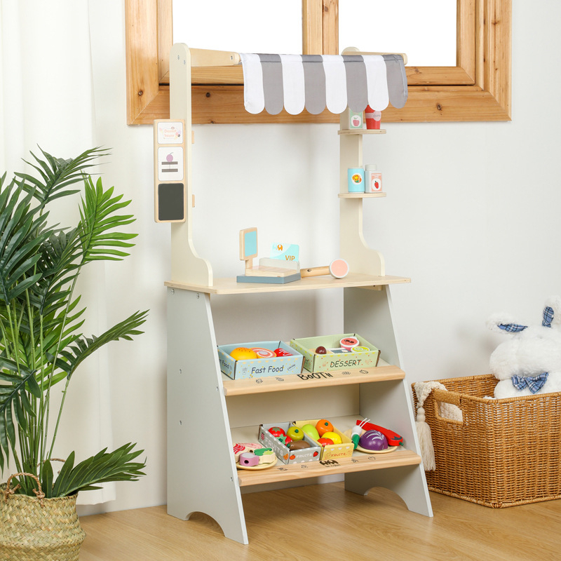 Jual Wooden Market Store Convenience Booth-mainan booth jualan pretend ...