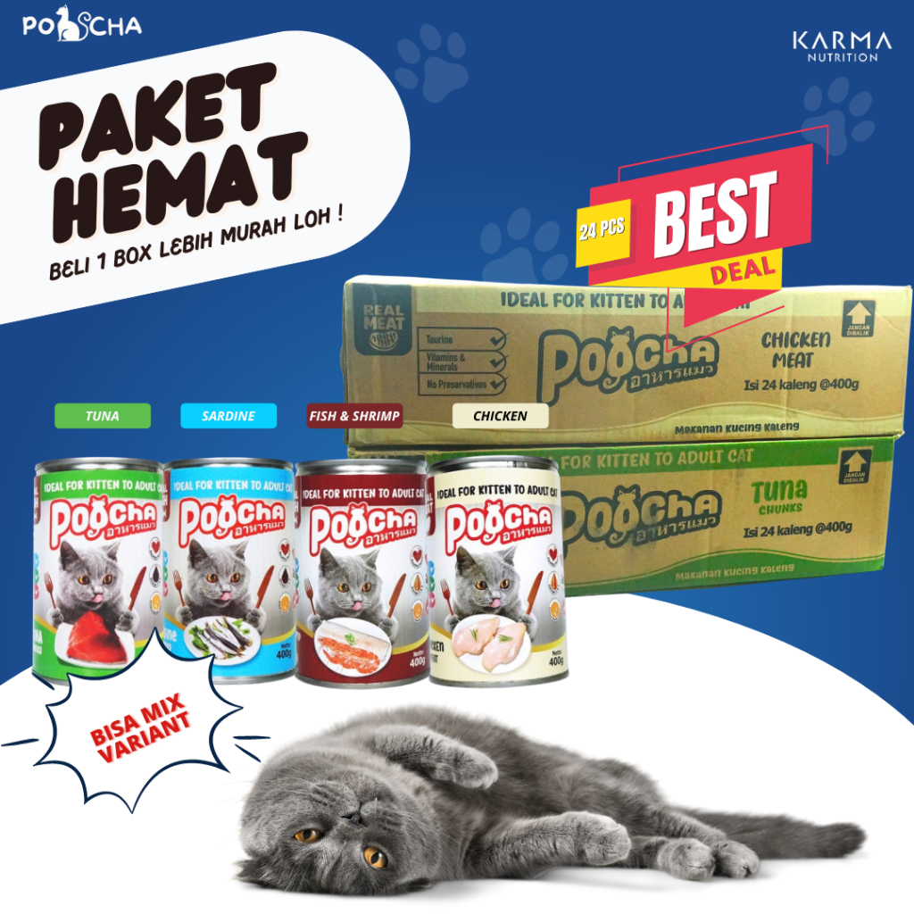 Jual Poocha 1 Box Isi 24 Kaleng Makanan Basah Kucing 400 GR Wet Cat ...