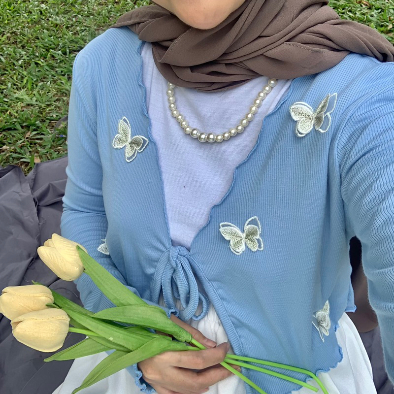 Jual Butterfly Mariposa Crop Cardigan | Shopee Indonesia