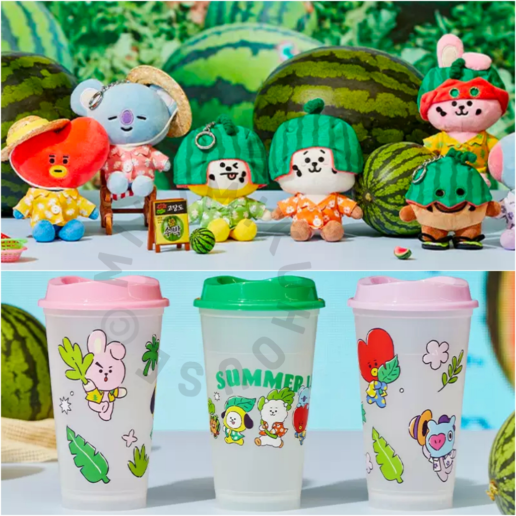 Jual SUMMER EDITION WATERMELON BT21 DOLL & REUSABLE CUP TUMBLER KEYRING ...