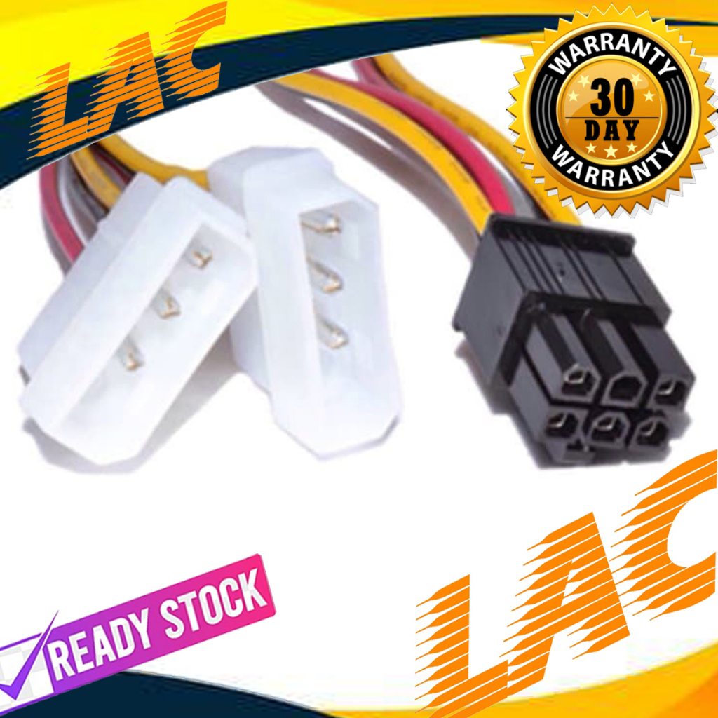 Jual kabel power vga 6 pin molex /Kabel Adapter Power VGA Card PCI-E ...