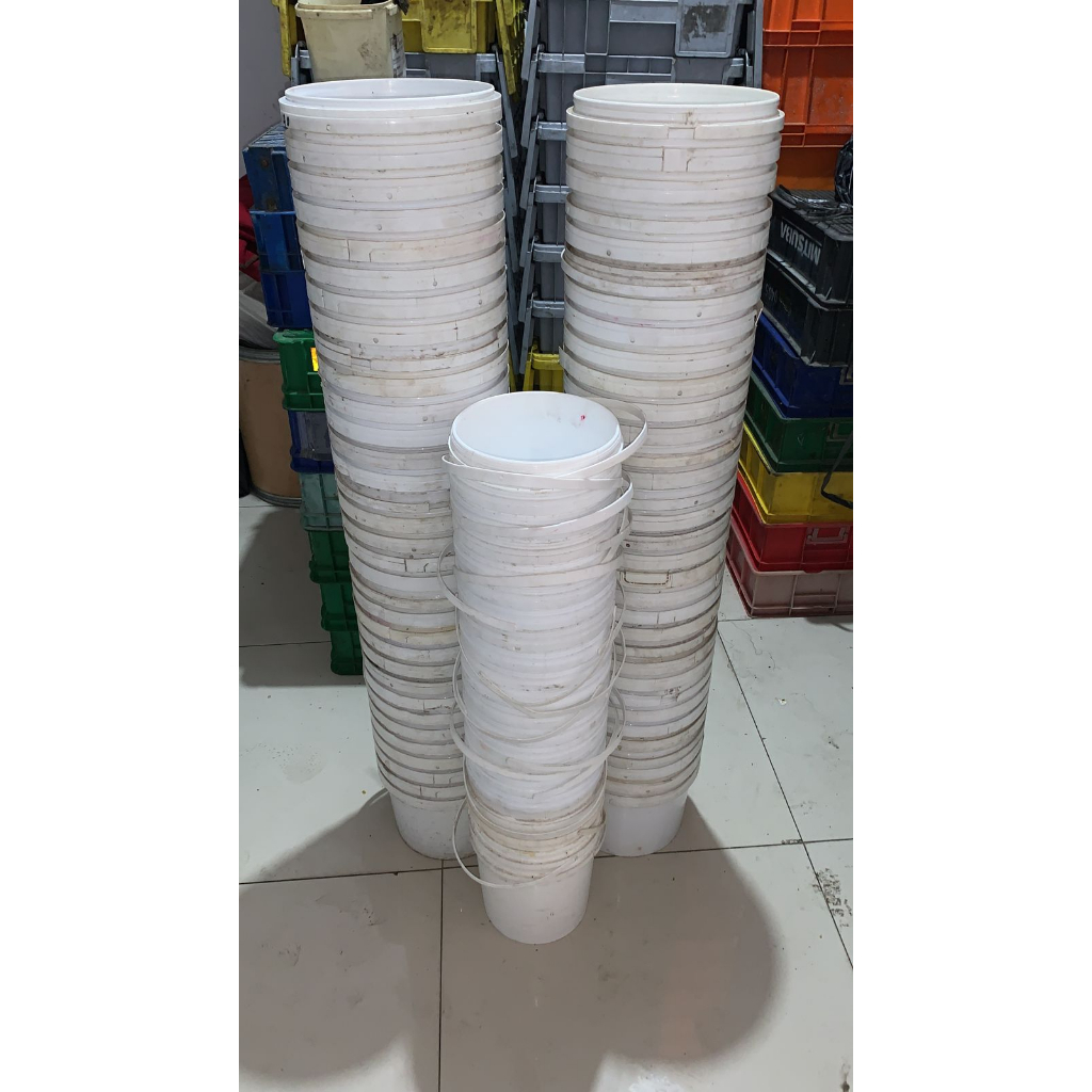 Jual Ember plastik bekas 5kg putih random Pail hidroponik 5kg bekas ...