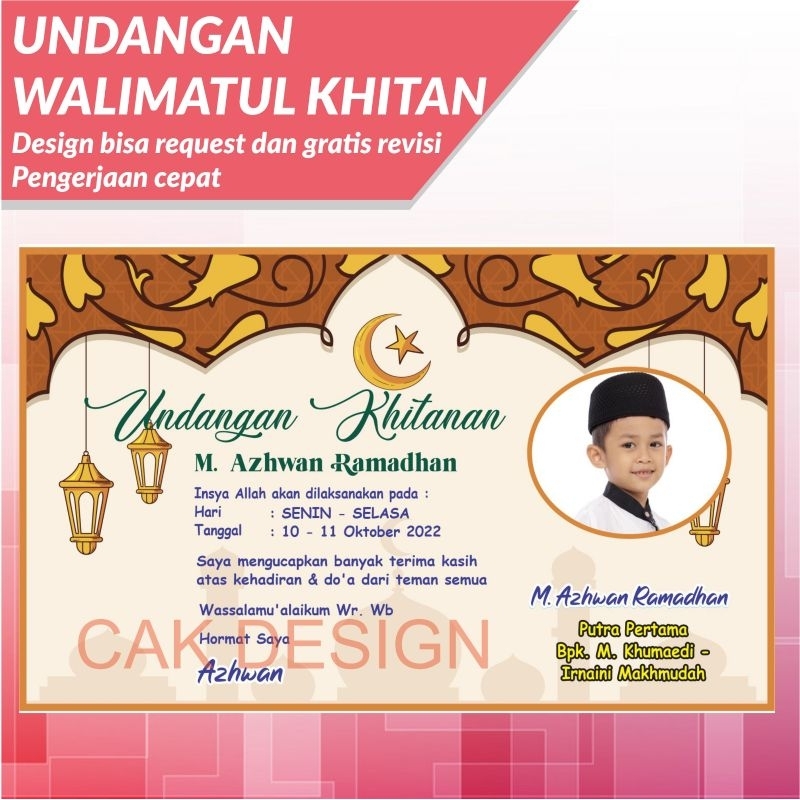 Jual Cetak Undangan Khitan Tasyakuran Walimatul Khitanan Design bisa request anak unik kekinian ...