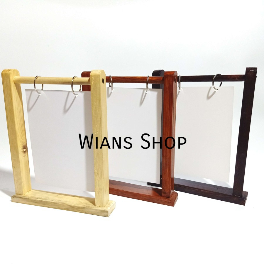 Jual Standing Menu A4 Kayu Gantung tempat menu holder meja tent card ...