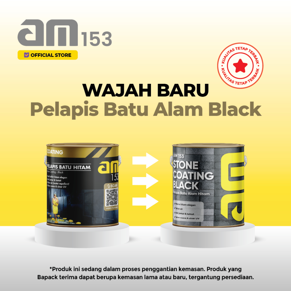 Jual AM Mortar AM 153 Black Matte - Pelapis Batu Alam kemasan 1L ...