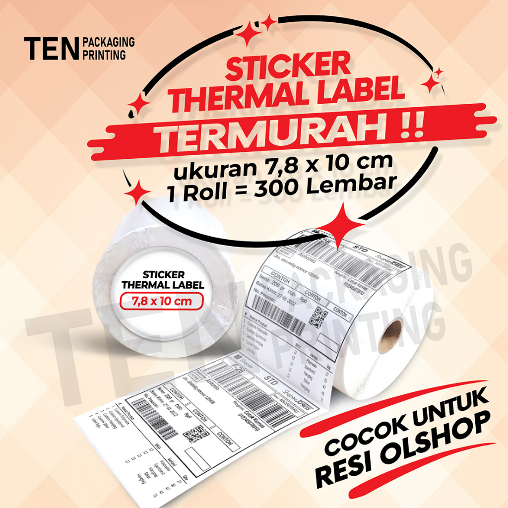 Jual Kertas Thermal 78x100 mm isi 300 Pcs/ Label barcode Olshop / Label ...