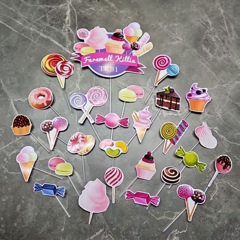 Jual Topper props cake cupcake sweets candy chocolate theme | Shopee ...