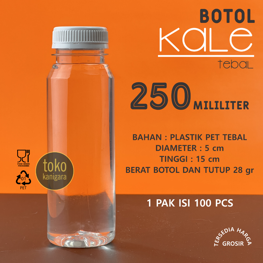 Jual Botol Kale 250 ml Tebal 1 pack 100 pcs | Shopee Indonesia