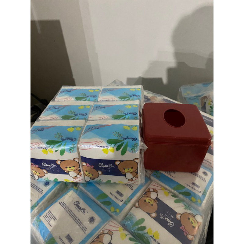 Jual paket 6 tisu clean plus gratis kotak tisu (200sheet)- tissue clean ...