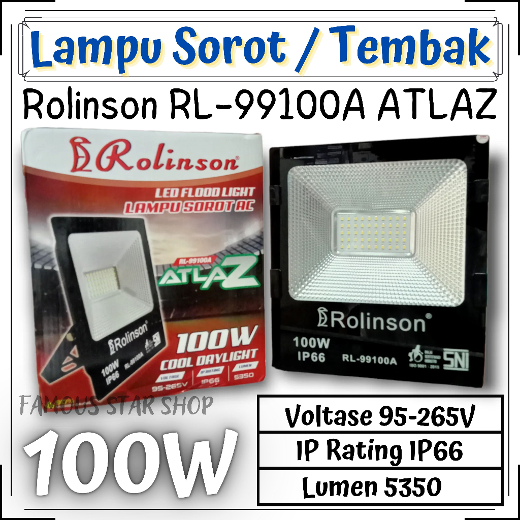 Jual Lampu Sorot Listrik AC 100 Watt AC Rolinson ATLAZ RL-99100A Lampu Tembak 100W Listrik Sorot ...