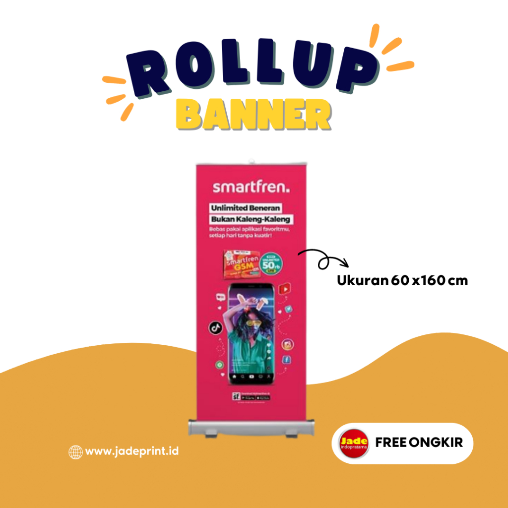 Jual [JADE] Roll Up Banner Custom Banner Kustom Banner 60 x 160 cm ...