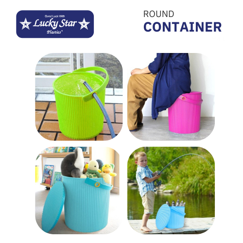 Jual Lucky Star - ROUND CONTAINER M" (DELUXE) / TIMBA TUTUP PLASTIK ...
