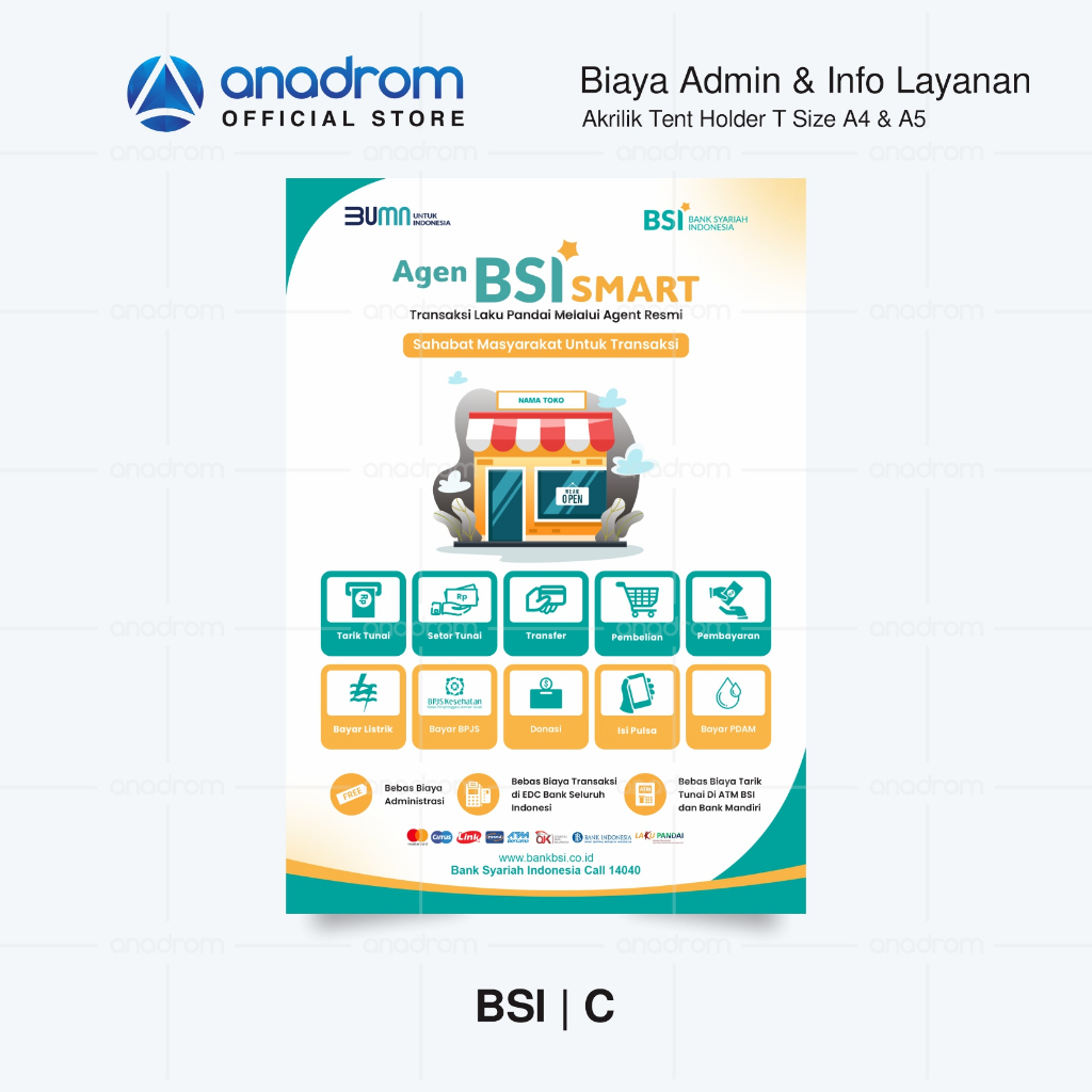 Jual Akrilik Info Layanan Agen Bank | Akrilik Info Biaya Admin | Size ...