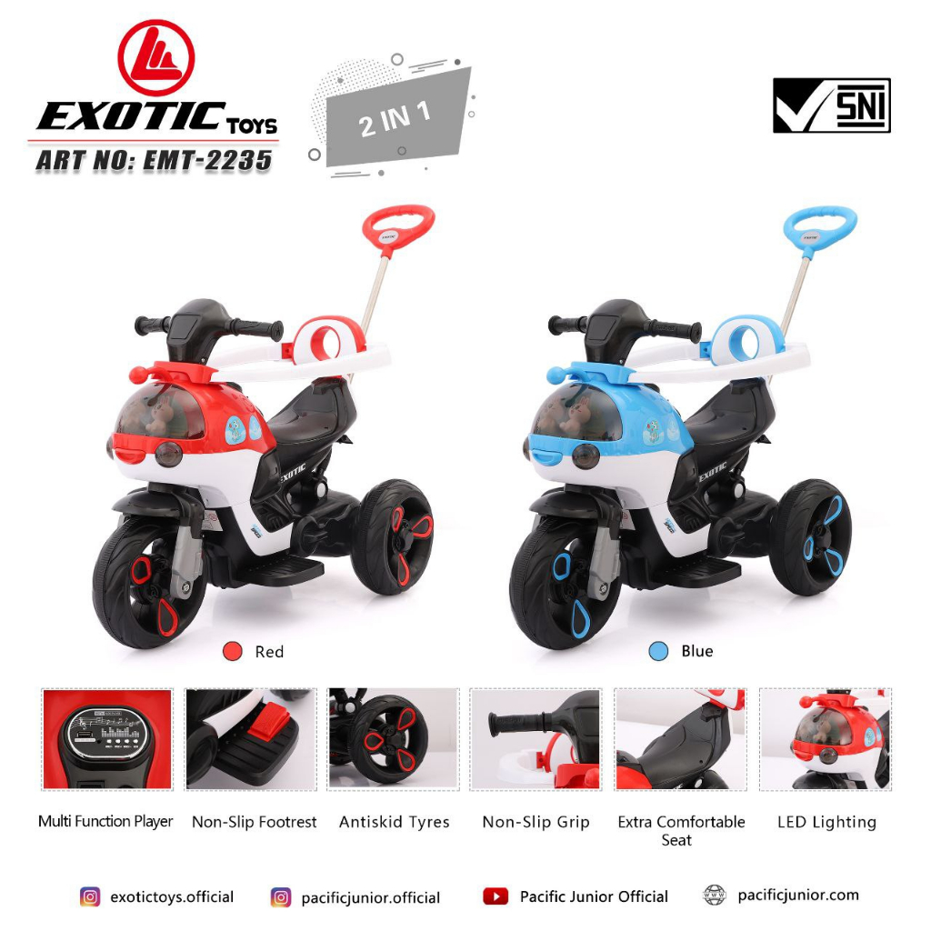 Jual Motor Motoran Aki EXOTIC EMT2235 (2 in 1) Aki & Stir Mainan Anak ...