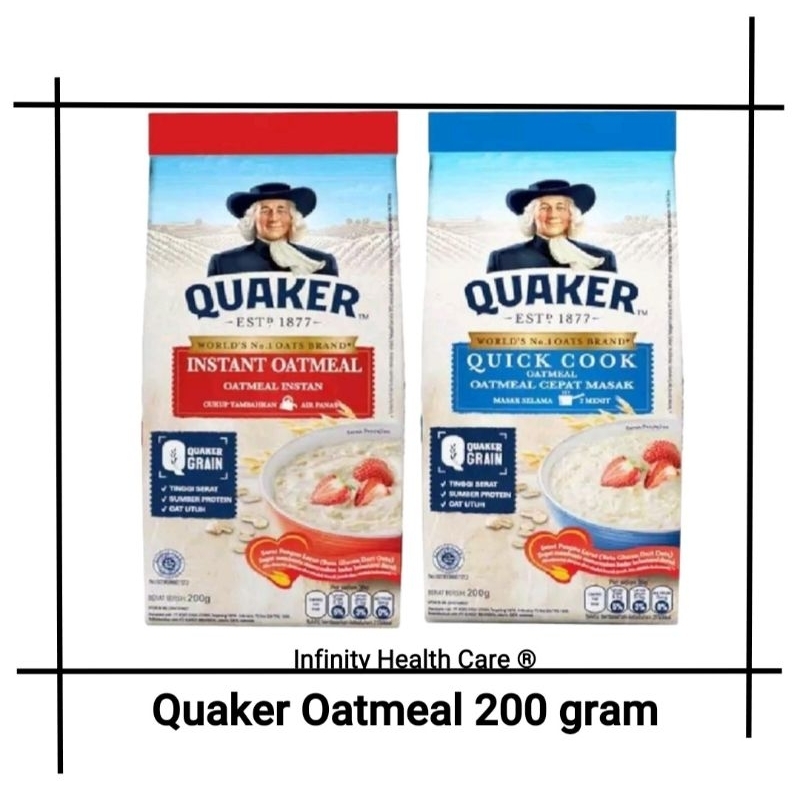 Jual Quaker Instant Oatmeal 200 gr | Quaker Quick Cooking Oatmeal 200 ...