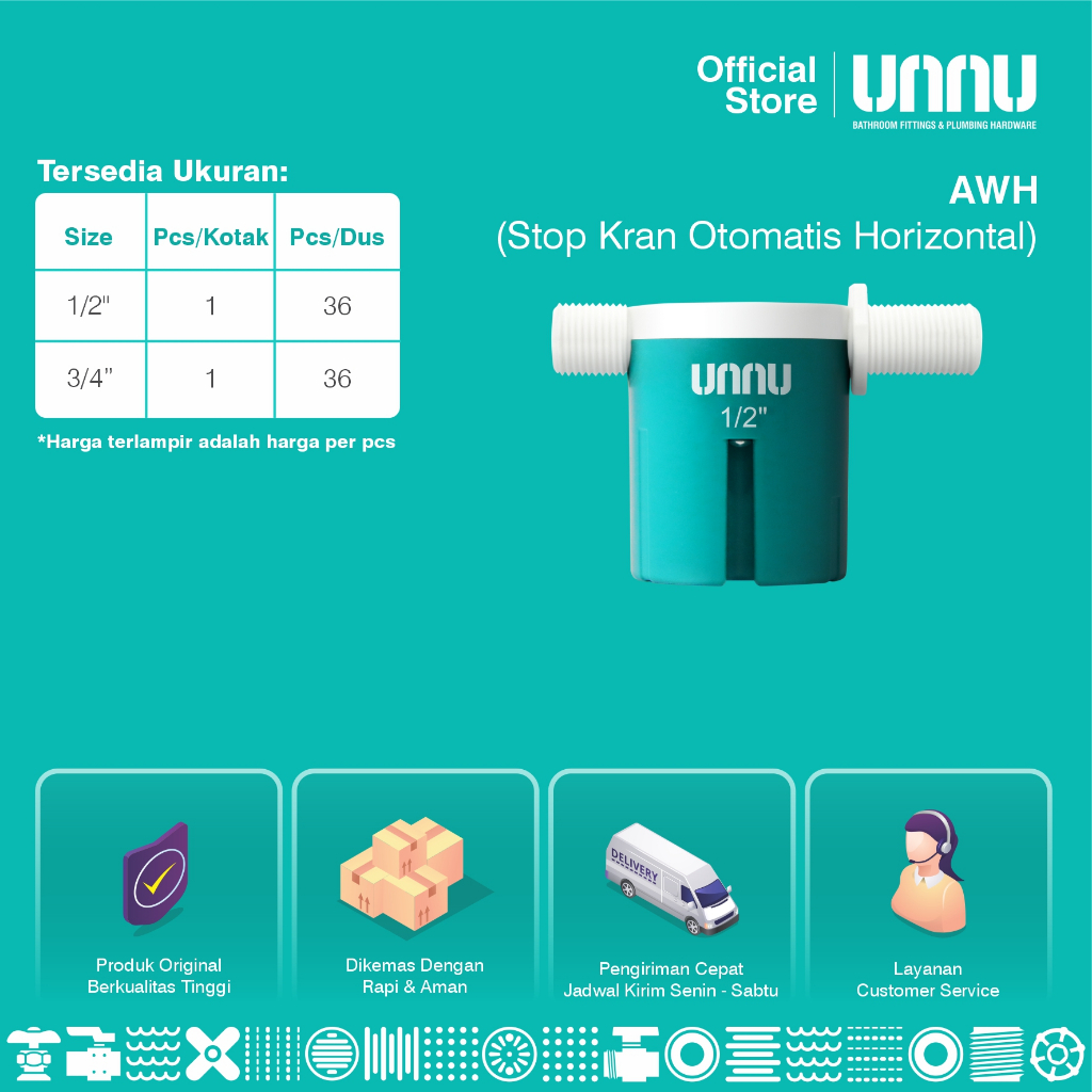 Jual UNNU Stop Kran Otomatis Horizontal - AWH | Shopee Indonesia