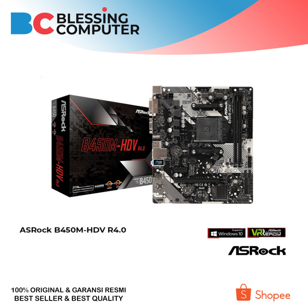 Jual Motherboard ASRock B450M HDV R4.0 / ASRock B450M-HDV R4.0 | Shopee ...