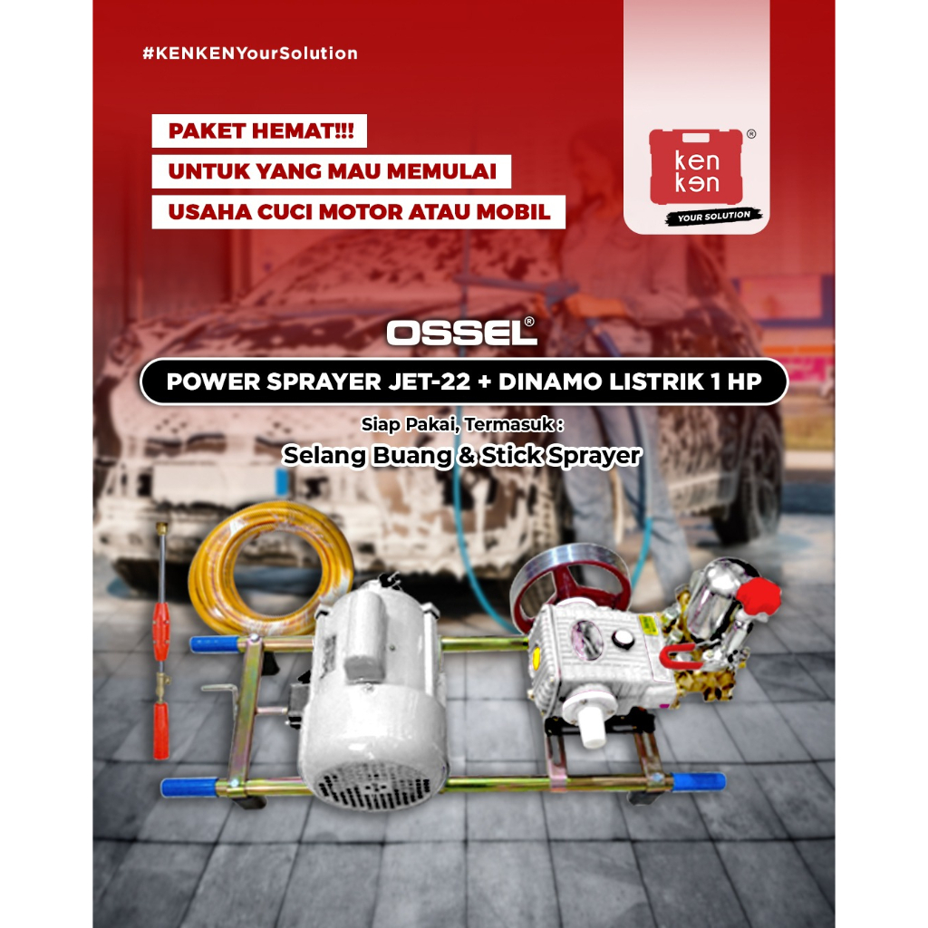 Jual Sprayer Ossel Cuci Motor Lengkap + Dinamo Eco Ossel 1 HP/SUMURA ...