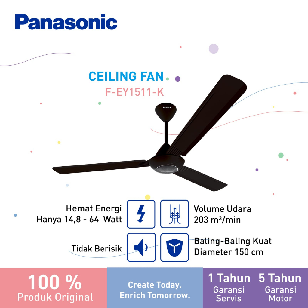 Jual Panasonic F-EY1511-K - Ceiling Fan (Hitam) | Shopee Indonesia