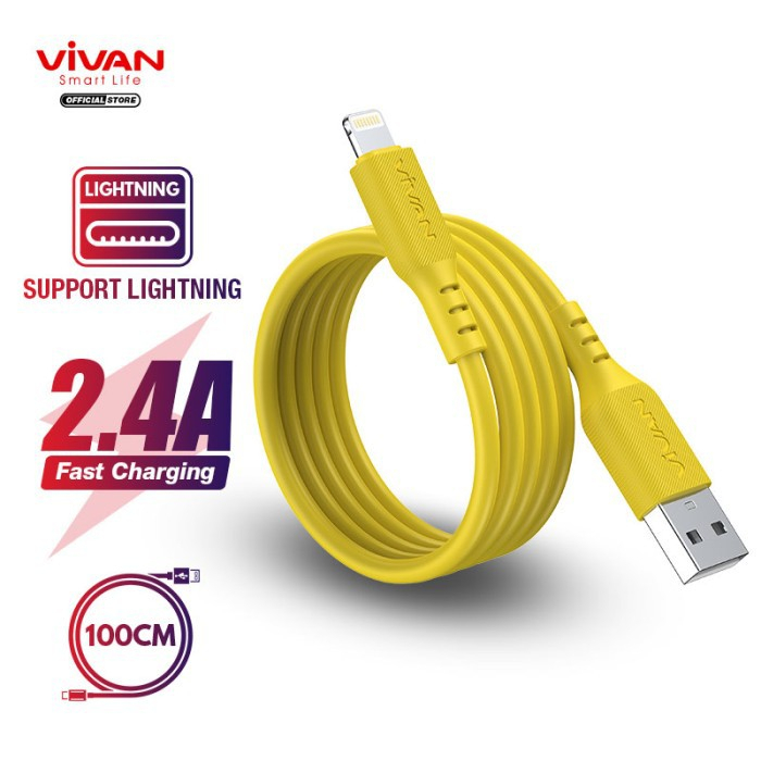 Jual Kabel Data Lightning 1M untuk iPhone 2.4A Quick Charge Vivan ...