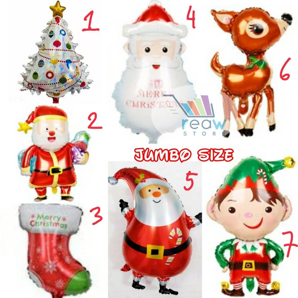 Jual Balon Foil Merry Christmas Natal Rusa Santa Kurcaci Pohon Kaos ...