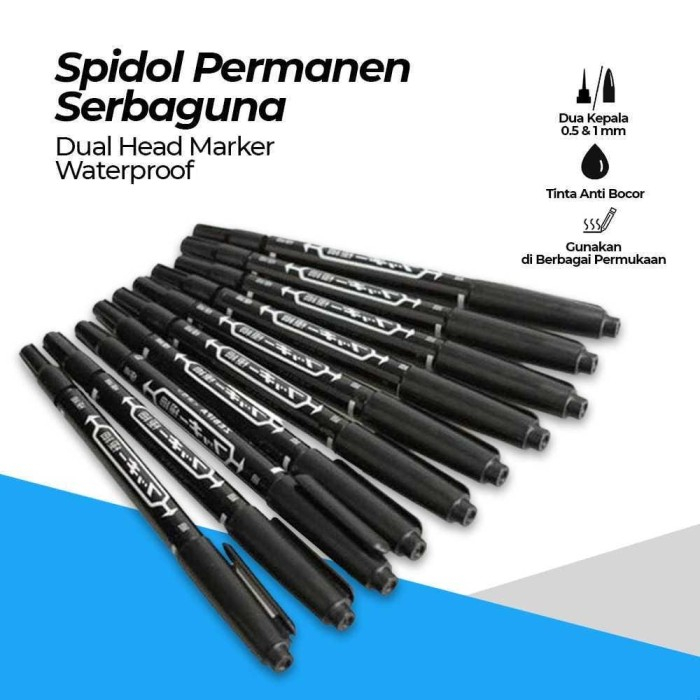 Jual Spidol Permanent Dual Tip Waterproof Spidol PCB OHP etc | Shopee ...