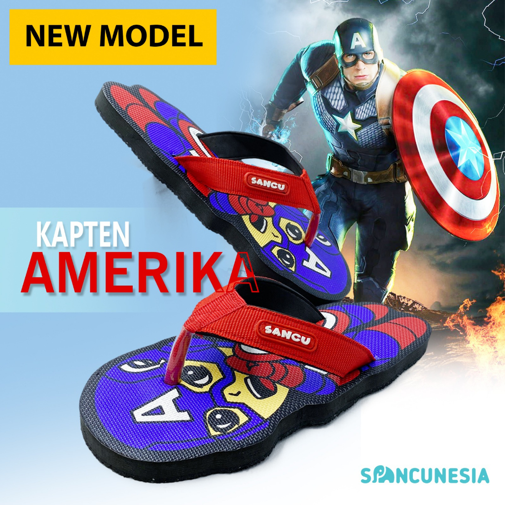 Jual Original SANCU Sandal Sendal Lucu Karakter Captain America Amerika ...