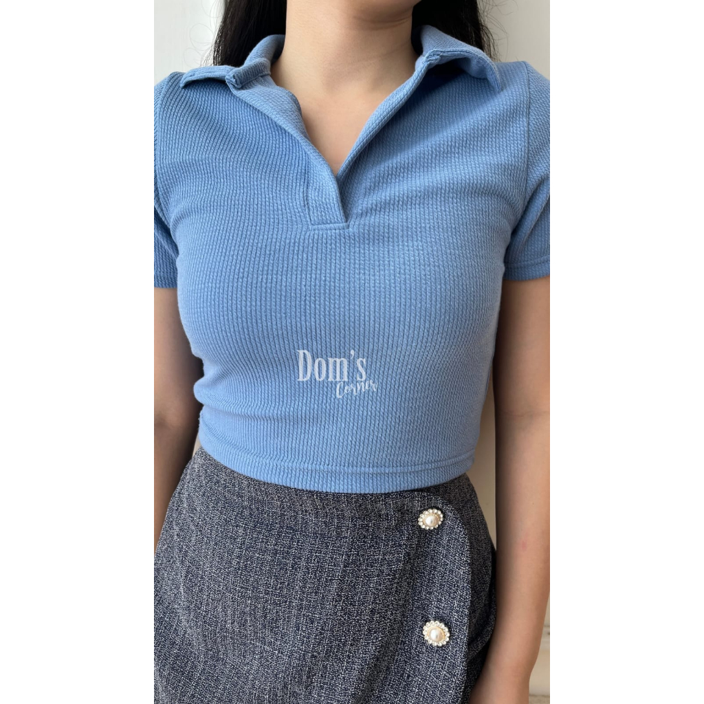 Jual Domscorner - ADA BIG SIZE - Jia collar blouse - Atasan kerah knit - baju rajut ala korea ...