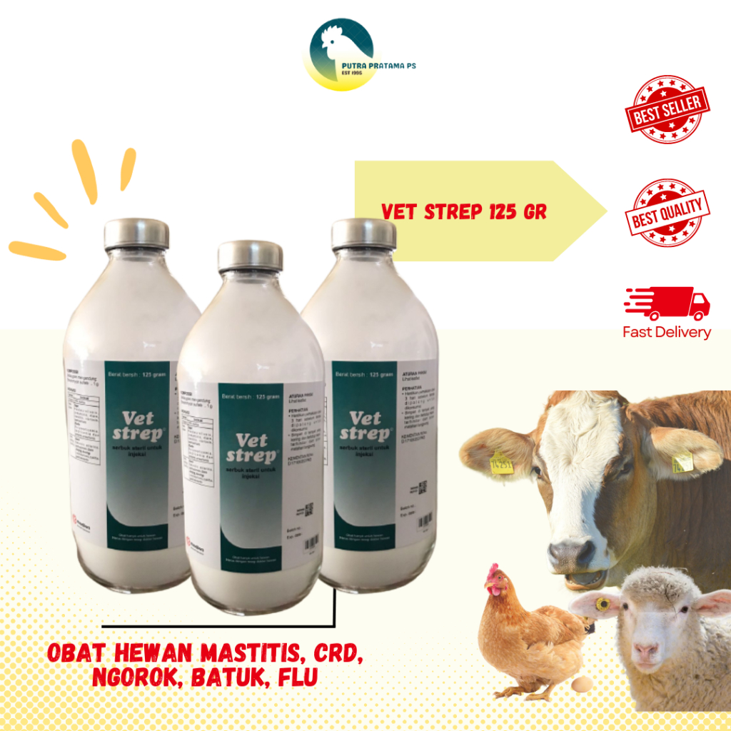 Jual VET STREP MEDION 25, 50, 125 GRAM - Obat Hewan Mastitis CRD, Ngorok, Batuk, Flu, Penyakit ...