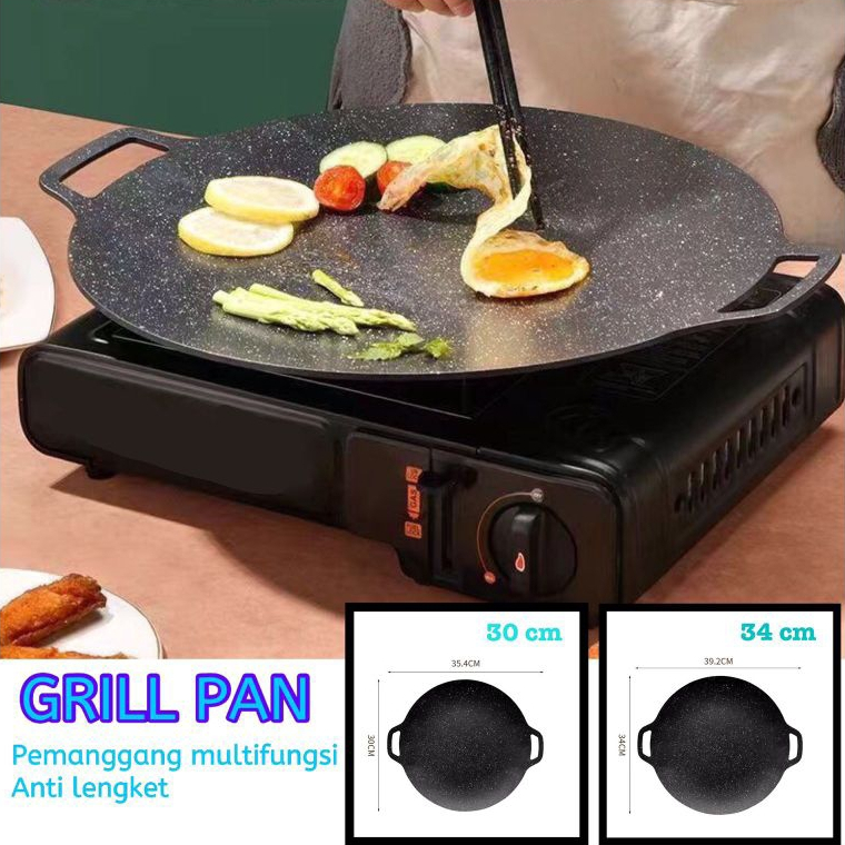 Jual WJ1526 Grill Pan Anti Lengket Panci Datar Pemanggang Multifungsi | Shopee Indonesia