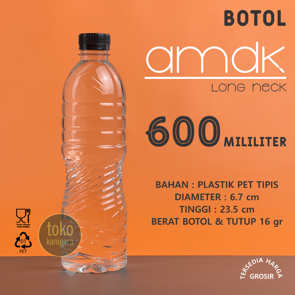 Jual BOTOL AMDK 600 ml 1 pak isi 100pcs - BOTOL PLASTIK 600 ML | Shopee ...