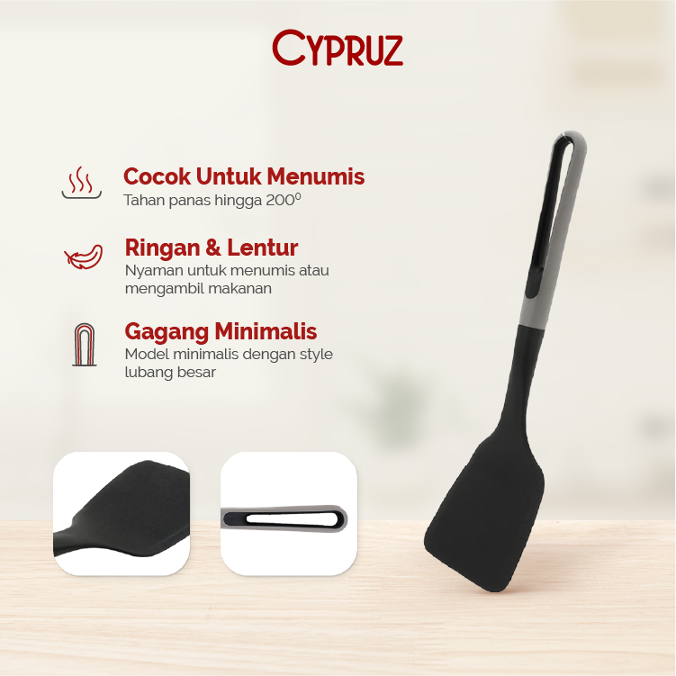 Jual Cypruz Spatula Nylon Tahan Panas Anti Lumer Utensil Turner Full ...