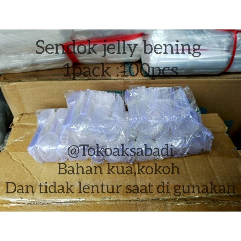 Jual Sendok jelly bening / agar / pudding dessert bening plastik ...
