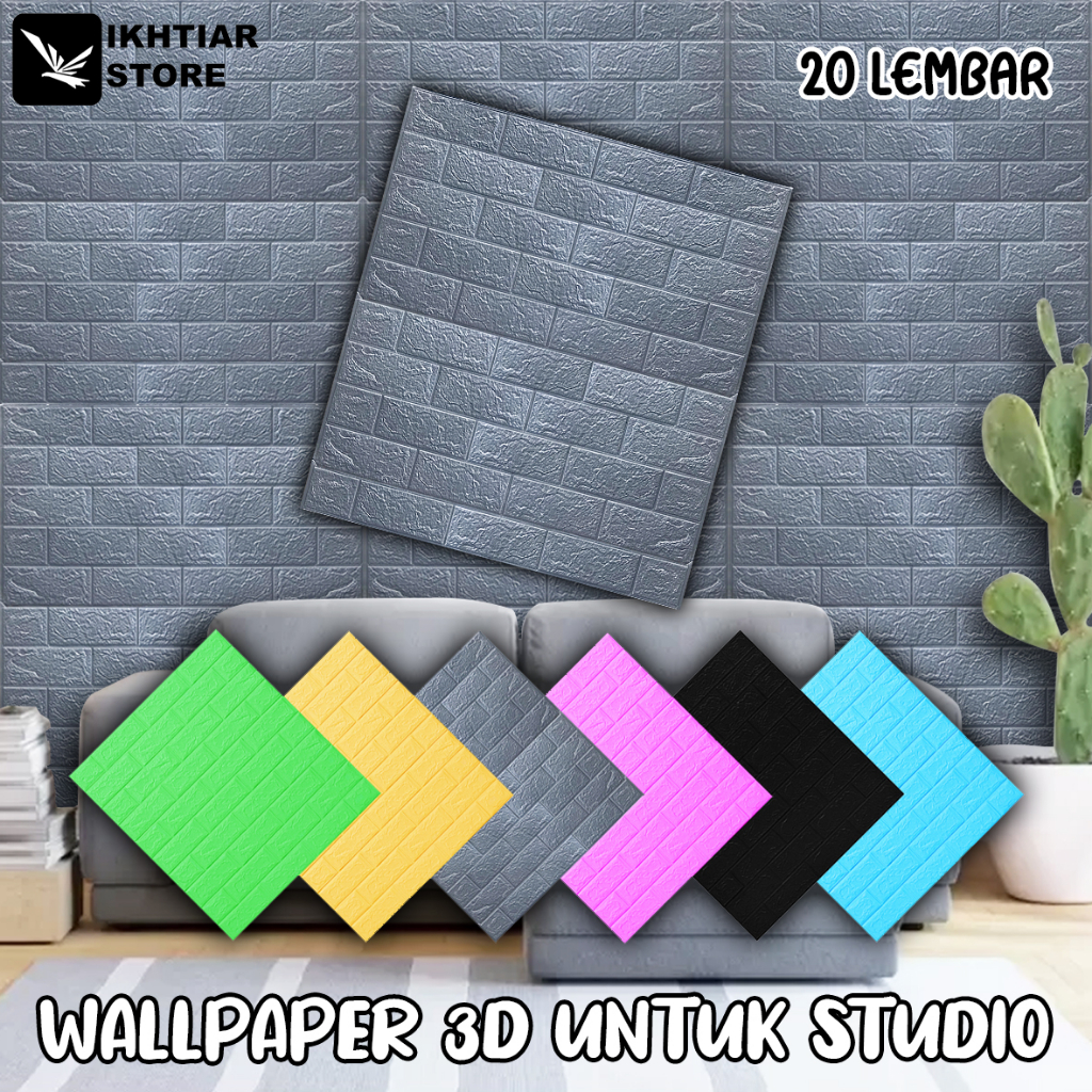 Jual Wallpaper Dinding STUDIO 3D Foam Motif Batu Bata Putih WARNA Paket ...