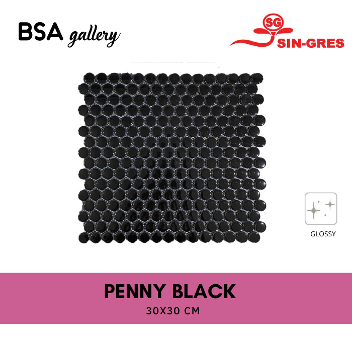 Jual KERAMIK MOSAIC BULAT KECIL / MOSAIC TILE HITAM / MOZAIK DINDING ...