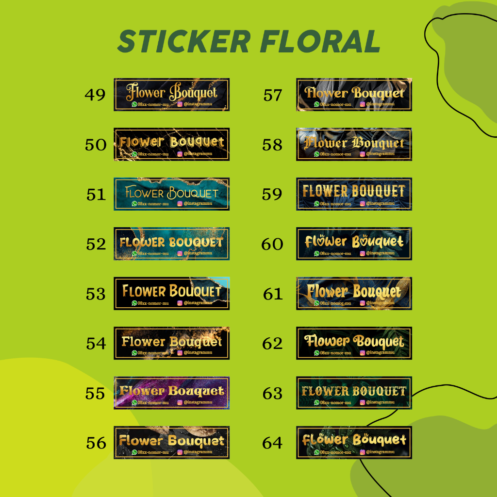 Jual STIKER BUKET BUNGA UKURAN 2x7 / STICKER BOUQUET / STKER FLORAL ...