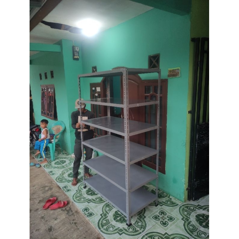 Jual RAK BESI SUSUN FULL ABU UKURAN JUMBO 200X120X60 6 SUSUN | Shopee ...