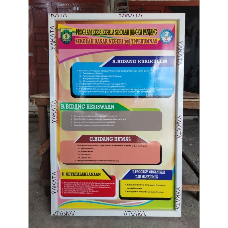 Jual Papan Data Program Kerja Kepala Sekolah Ukuran 120 x 80 (Pendek ...