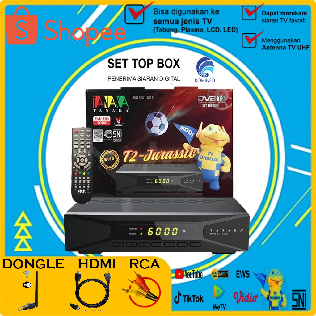 Jual STB Digital DVB T2 Merek Tanaka Type T2 Jurassic/SET TOB BOX SANEX ...