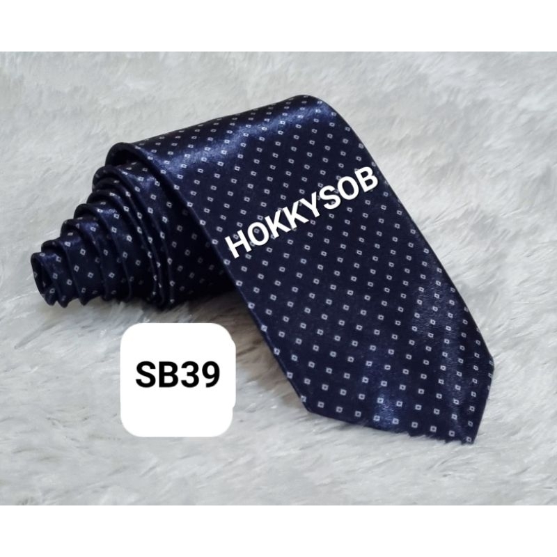 Jual Dasi panjang biru corak garis putih silver 3inch 8cm seragam ...