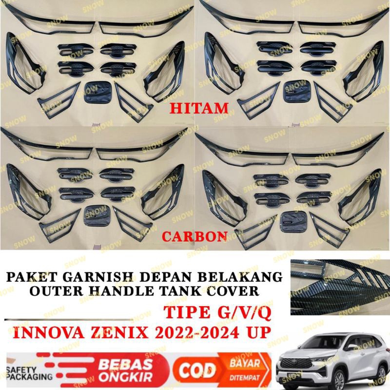 Jual Paket Garnish Lampu Depan Belakang Outer Handle Tank Cover Innova Zenix 2022 2023 2024 Up ...