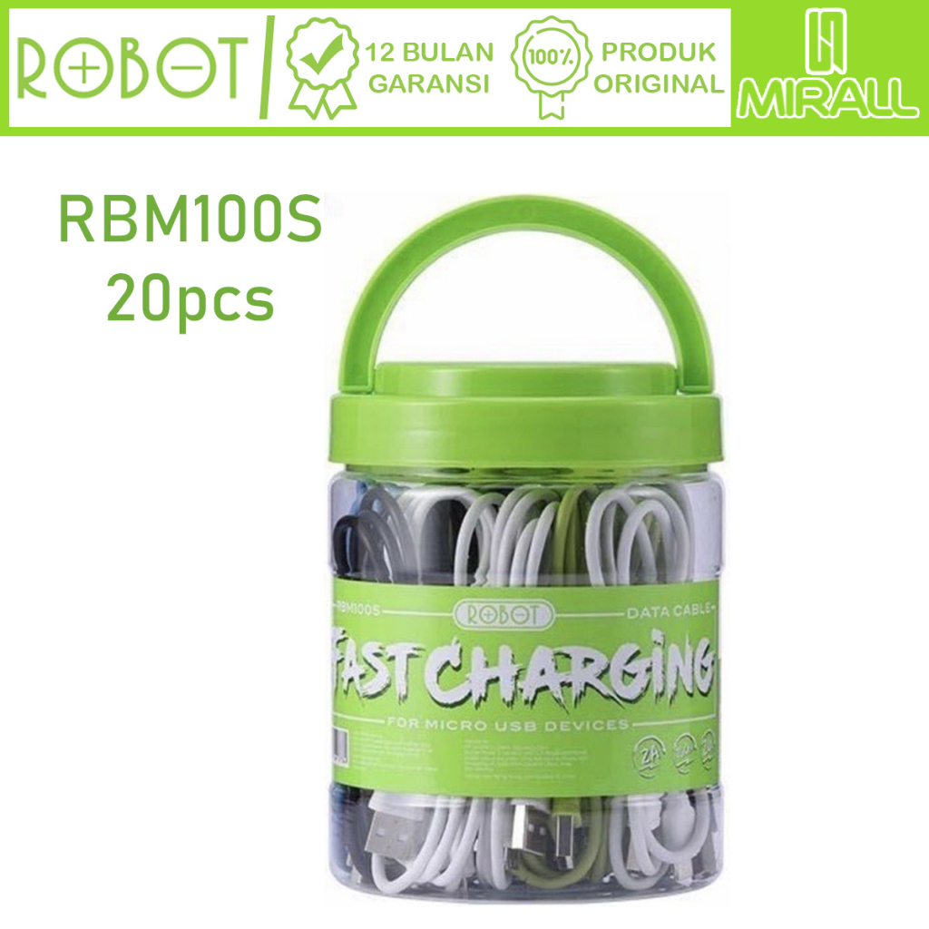 Jual ROBOT Kabel Charger MICRO USB RBM100S 1 Toples Isi 20 Pcs RBM100 ORIGINAL GARANSI RESMI ...