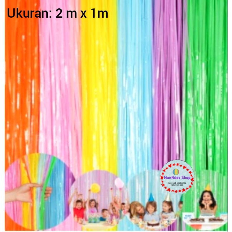 Jual Tirai Pastel Macaron 2 x 1 meter Pastel Slinger Foil Backdrop ...